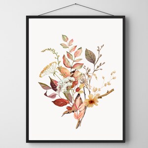 Autumn Botanical Prints, Minimalist Wall Art, Fall Colors Print, Modern ...