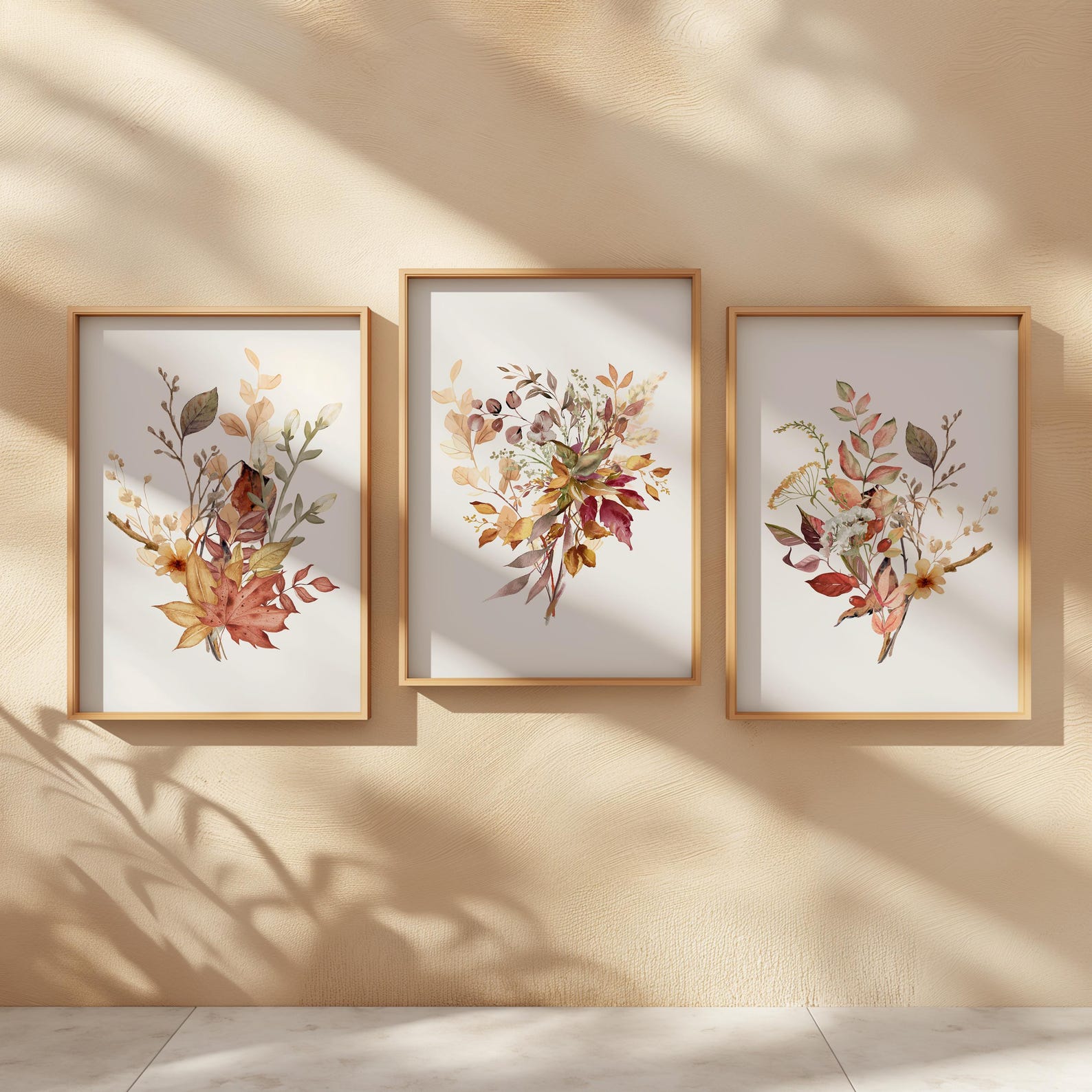 Autumn Botanical Prints, Minimalist Wall Art, Fall Colors Print, Modern ...