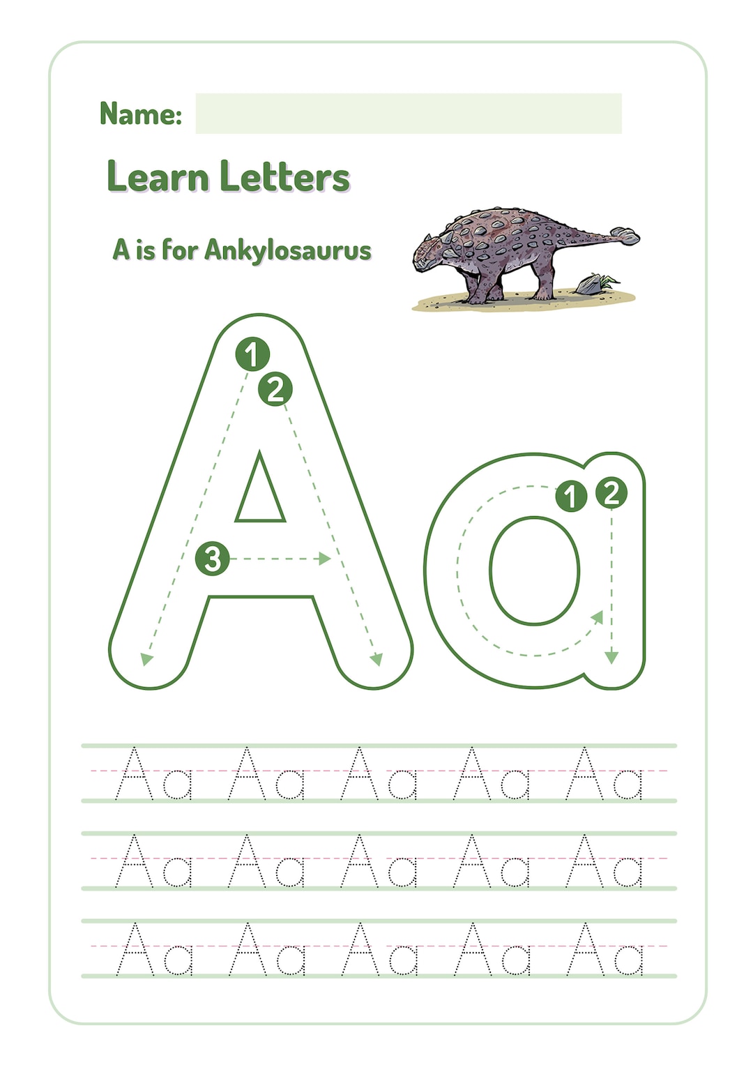 Dinosaur Theme Alphabet Preschool Pre-k Kindergarten Learning Bundle ...