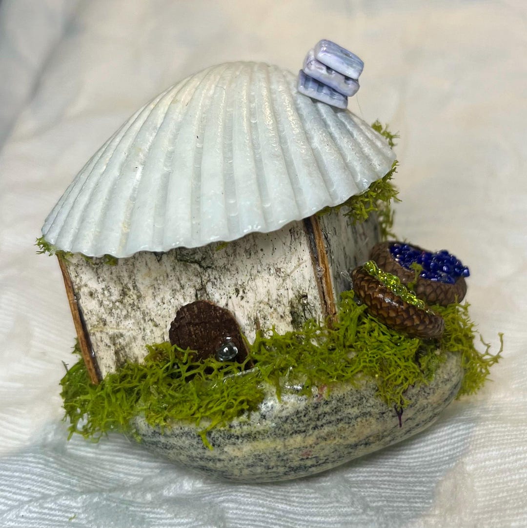 Mossy Bark and Seashell Fairy House - Etsy