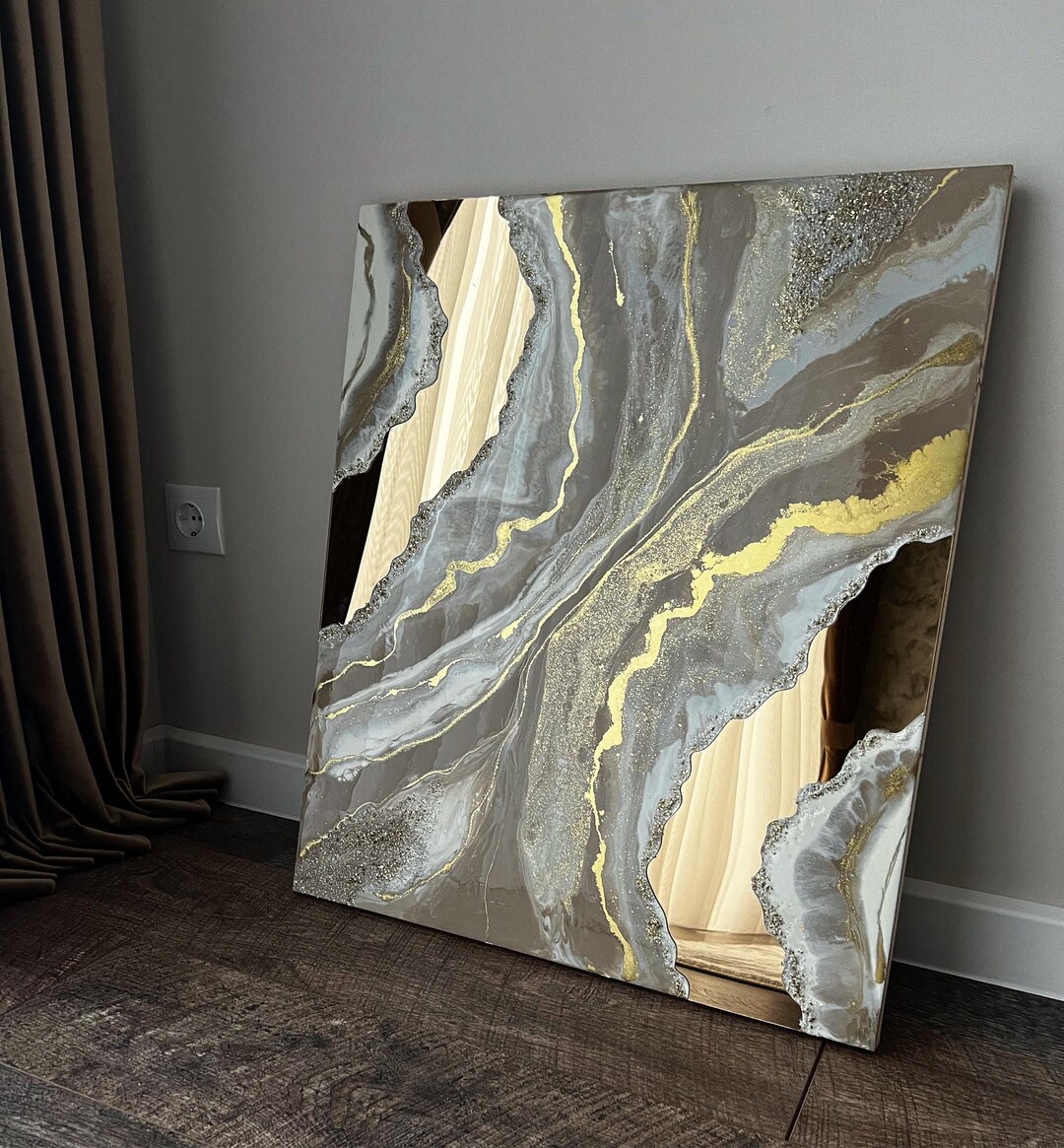 Resin Geode Mirror, Large and Luxury Gold Mirror, Gift for Birthday ...
