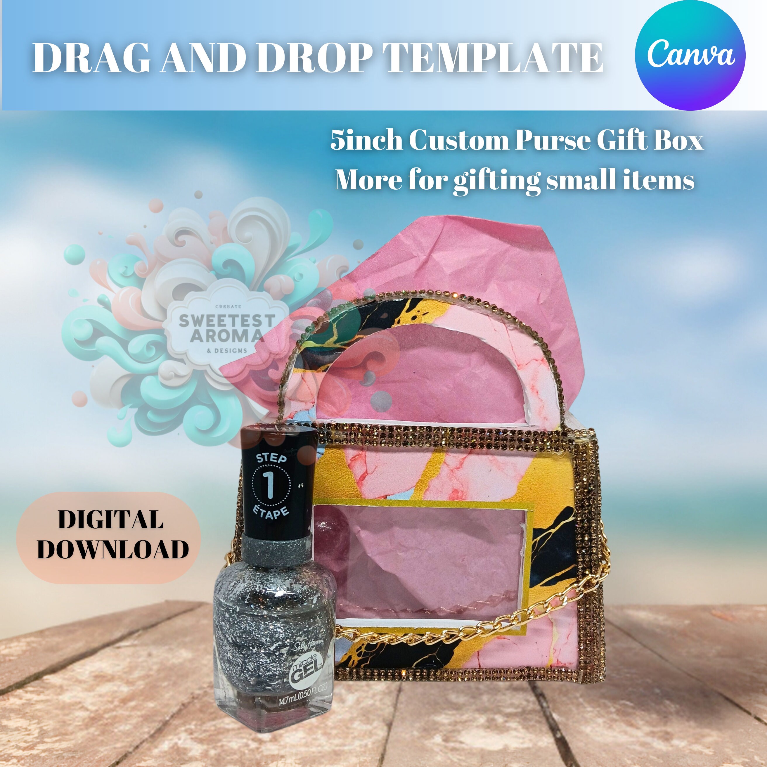 5x5 and 8.5x11 Drag and Drop Purse Template and 1 Free 5x5 Design, Edit ...