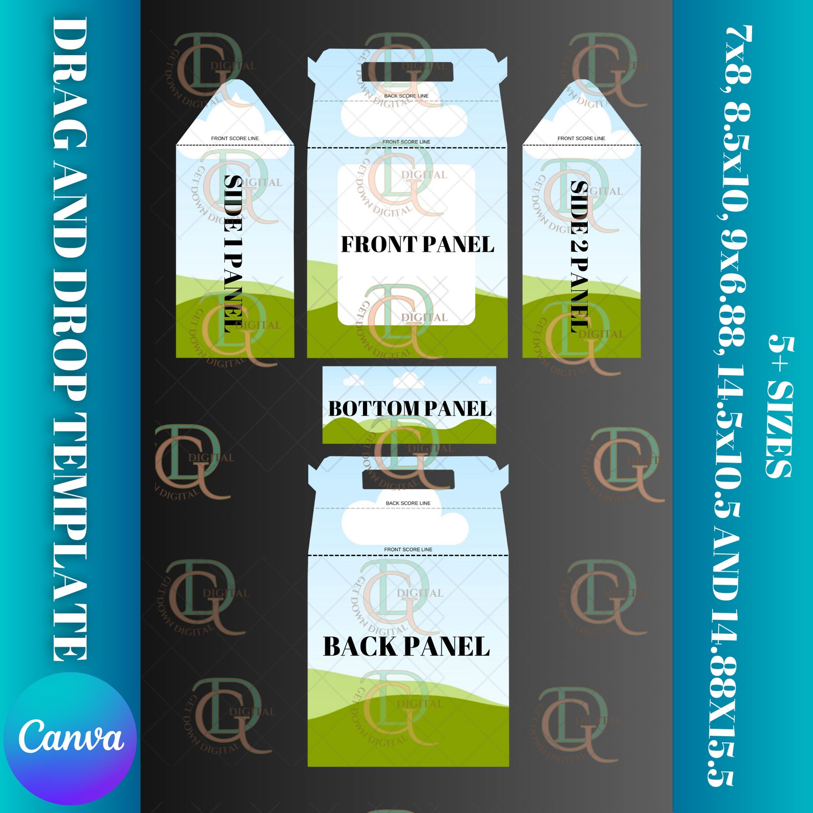 5 SIZES Foam Board Gable Box Drag and Drop Templates, Edit in Canva ...