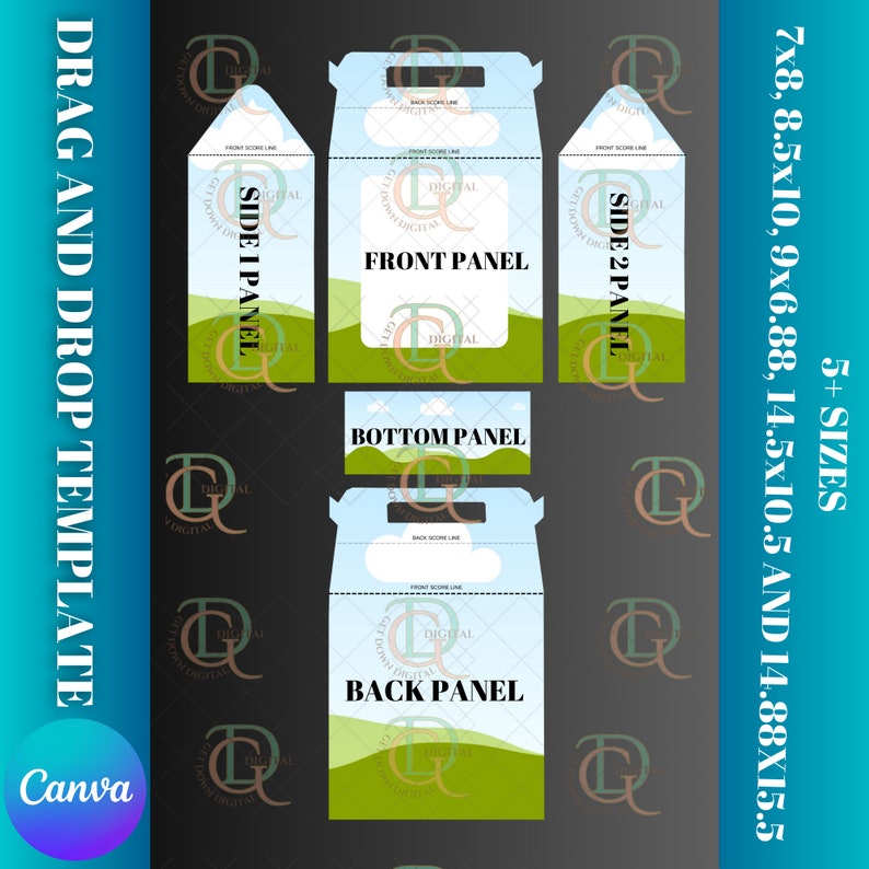 5 SIZES Foam Board Gable Box Drag and Drop Templates, Edit in Canva ...