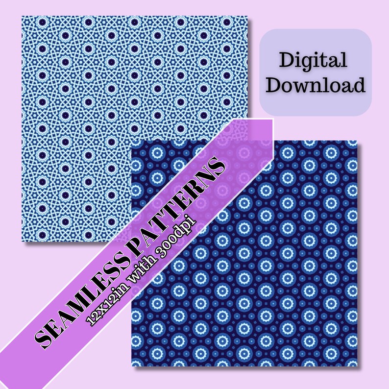 10 Blue Works Seamless Digital Papers, Beautiful Unique Patterns to Use ...