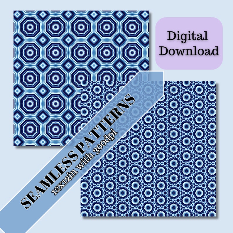 10 Blue Works Seamless Digital Papers, Beautiful Unique Patterns to Use ...