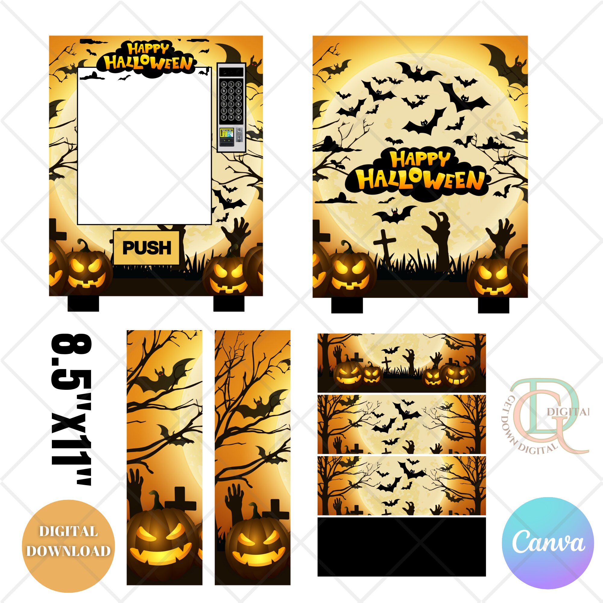 3x Size Halloween Vending Machine Drag and Drop Templates and 2 Free ...