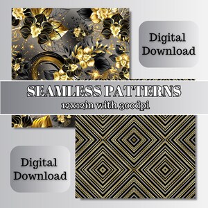 10pk Elegant Black N Gold Seamless Digital Papers, Beautiful, Elegant ...