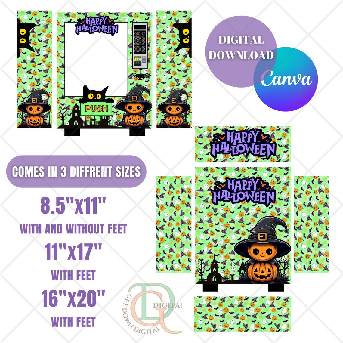 3x Size Halloween Vending Machine Drag and Drop Templates and 2 Free ...
