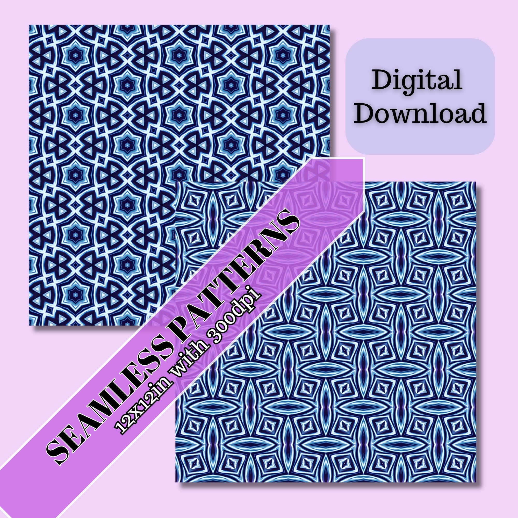 10 Blue Works Seamless Digital Papers, Beautiful Unique Patterns to Use ...