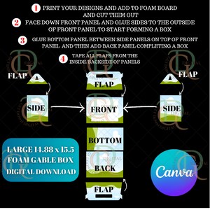 5 SIZES Foam Board Gable Box Drag and Drop Templates, Edit in Canva ...