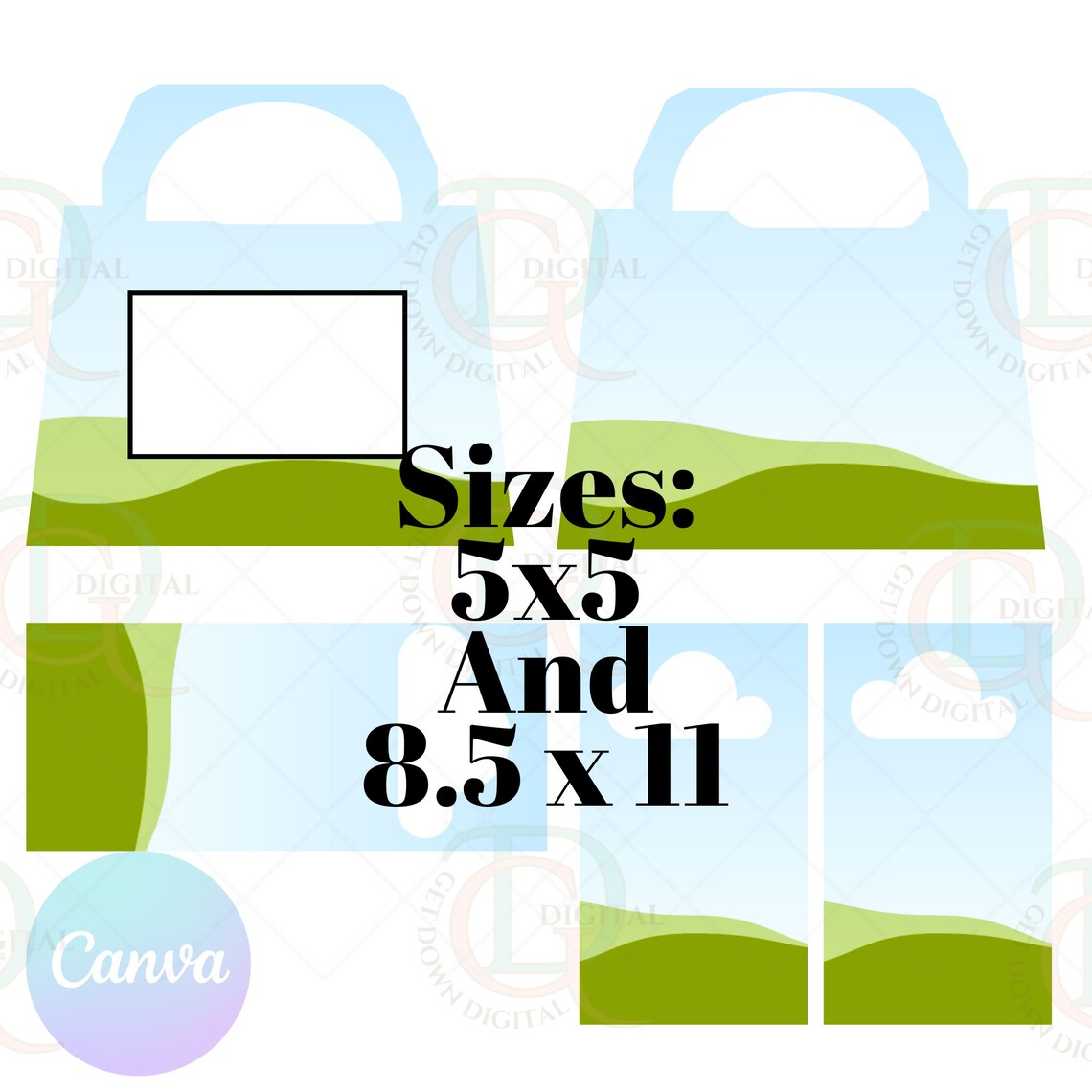 5x5 and 8.5x11 Drag and Drop Purse Template and 1 Free 5x5 Design, Edit ...
