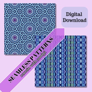 10 Blue Works Seamless Digital Papers, Beautiful Unique Patterns to Use ...