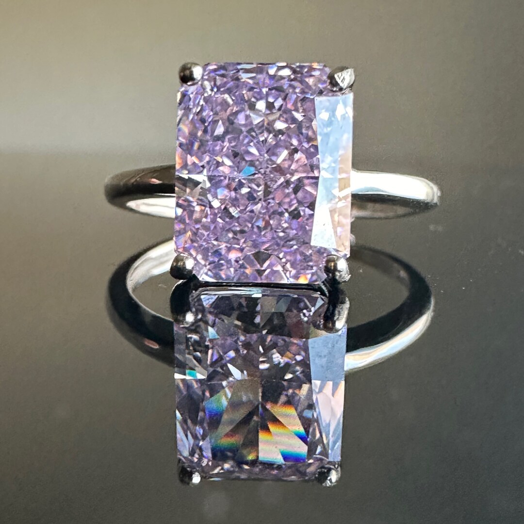 810mm Ice Cut Rectangular Chamfer Lavender Zircon Ring,adjustable Ring ...