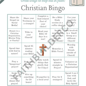 Christian BINGO Cards Fun Ideas to Grow Your Faith 12 Different BINGO ...