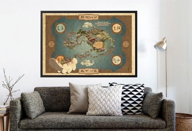 Avatar the Last Airbender World Map Canvas Wall Art,four Nations Map ...