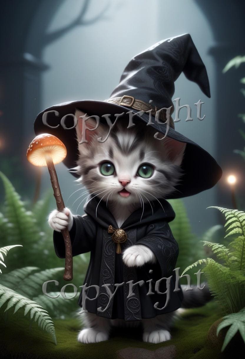 Kitten Wizard, Still Learning, Practicing Spells. Cat, Pet, Cute, Sweet ...