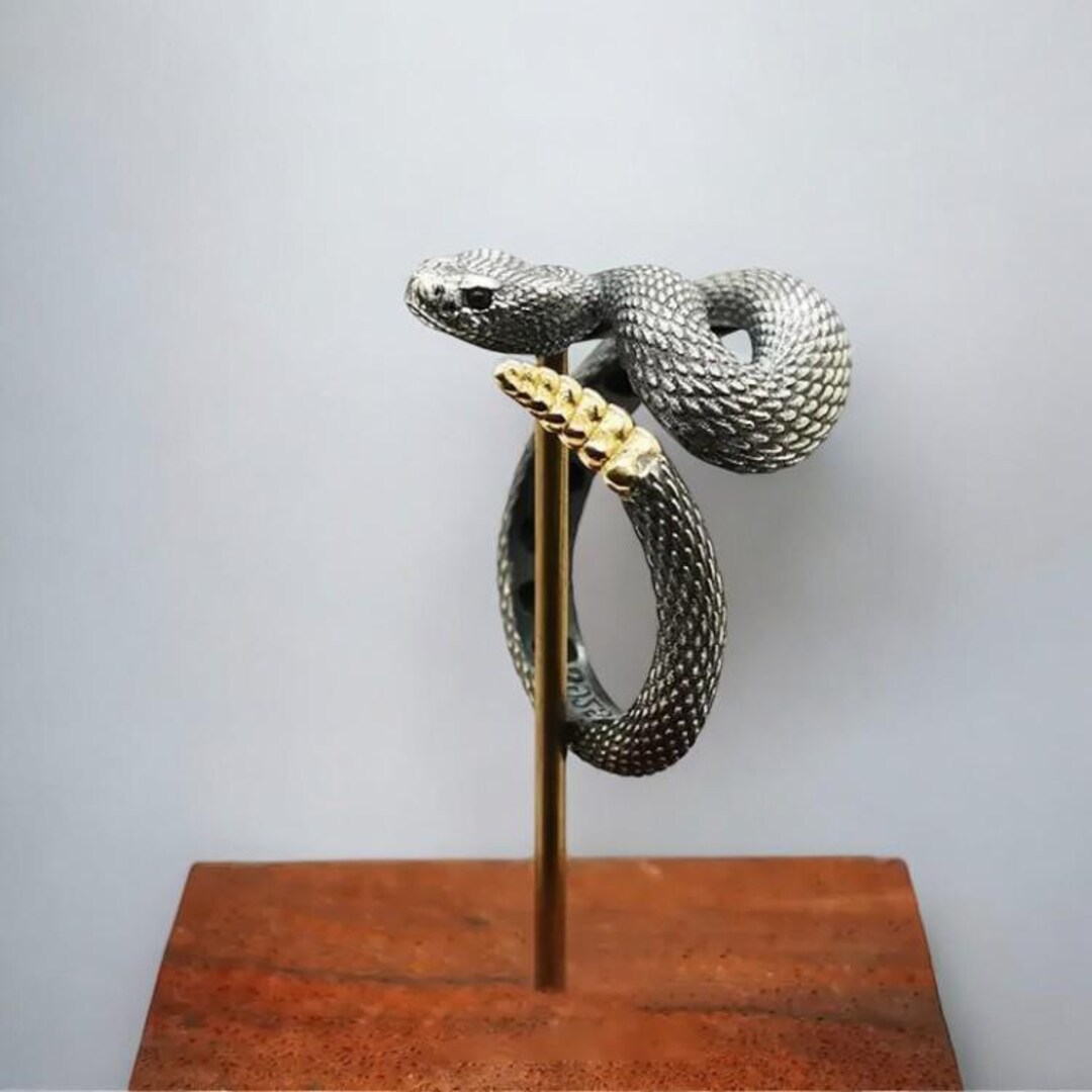 Sterling Silver Rattlesnake Ring Coiled Snake Ring Statement Animal ...