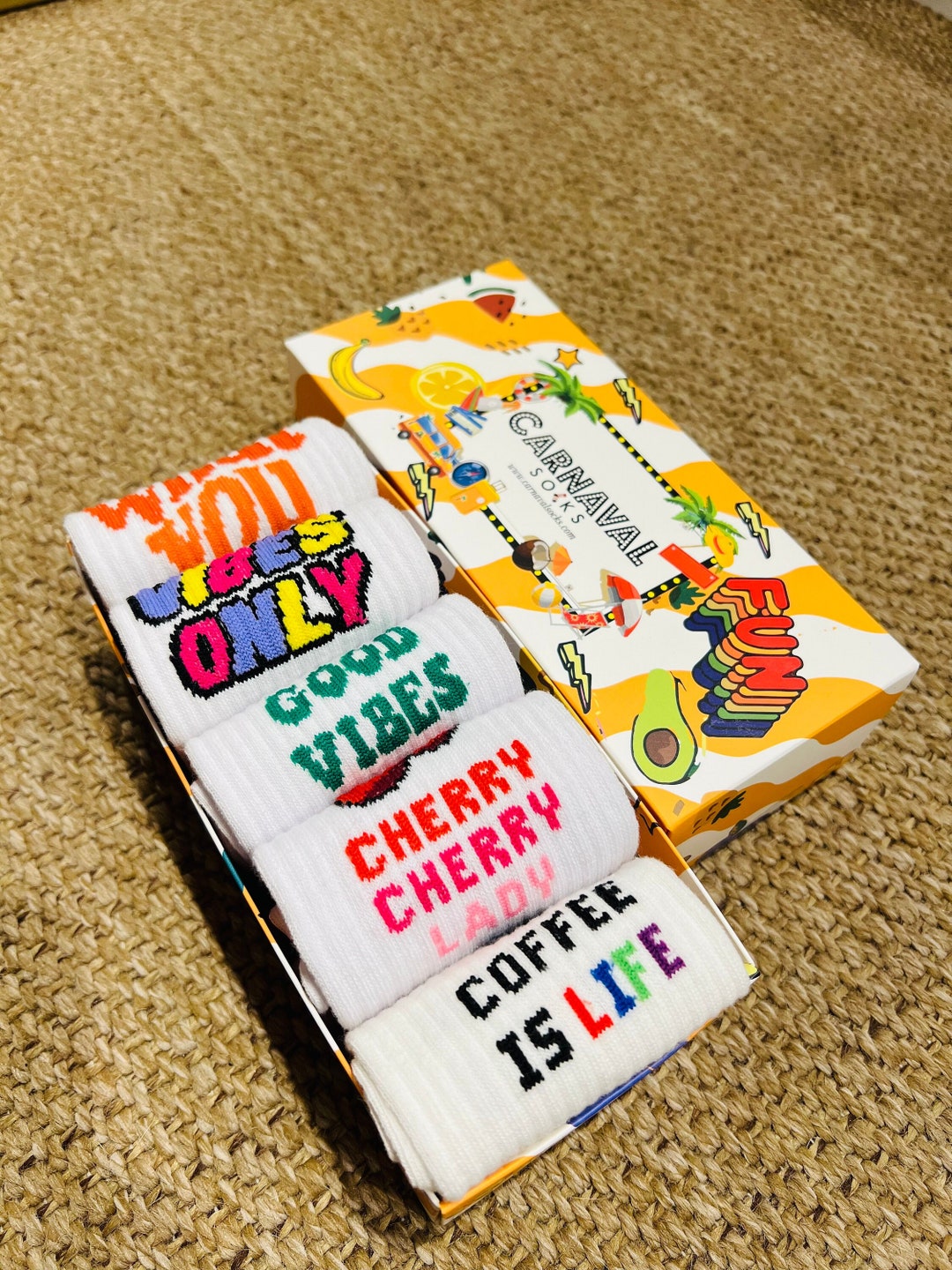 Pack of 5 Text Socks, Socks With Sayings, Coffe Lovers Gift Idea ...