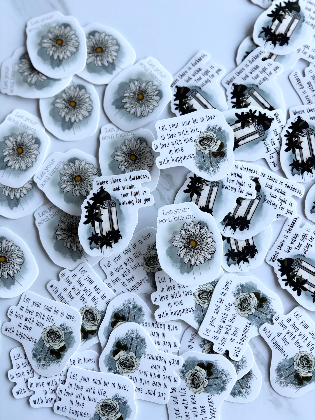 Soul Stickers, Affirmation Stickers, Floral Quote Stickers, Soulful ...