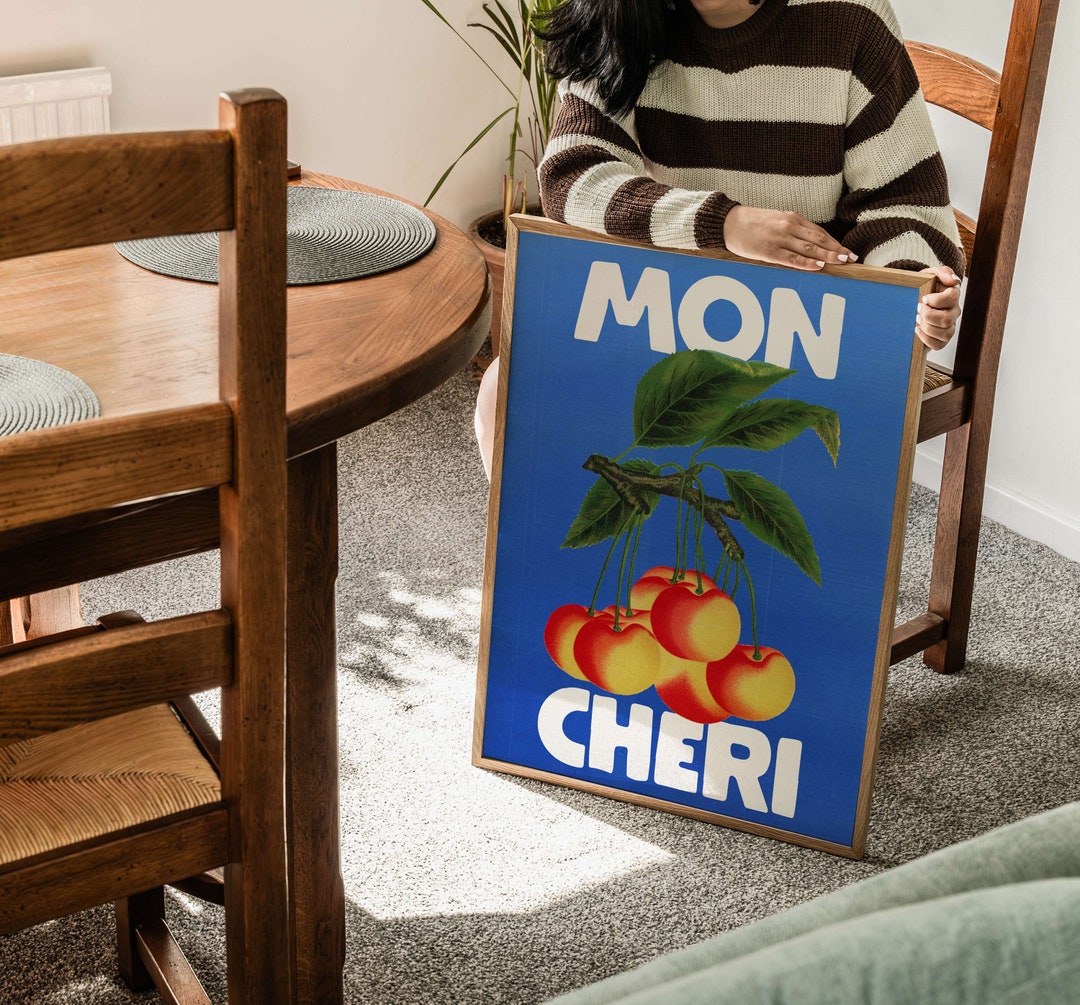 Mon Cheri Print, Retro Wall Art, Unique Eclectic Wall Art, Creativity ...