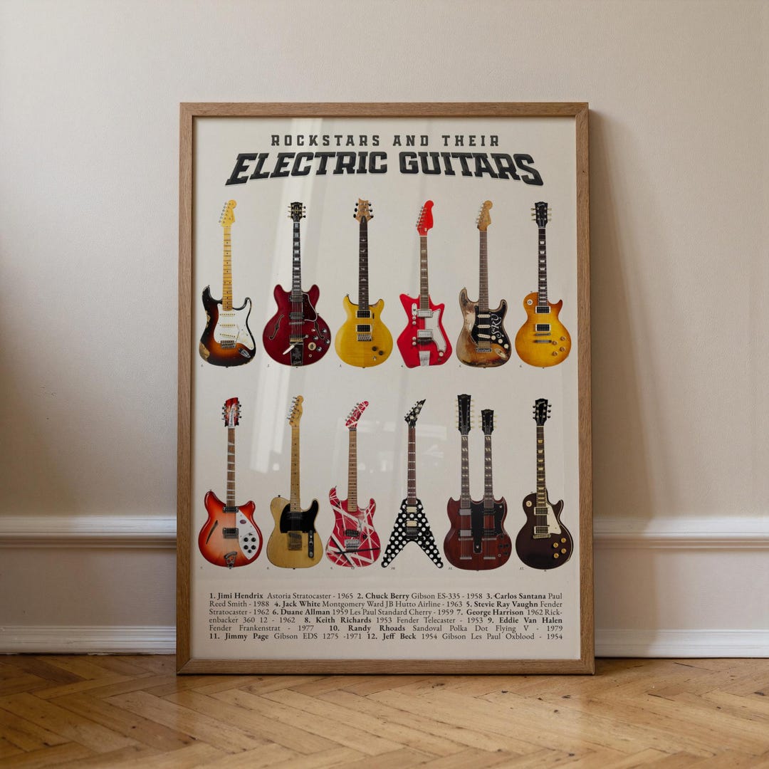 Rock Legends Guitar Poster: Iconic Rock 'n' Roll Music Wall Art - Etsy
