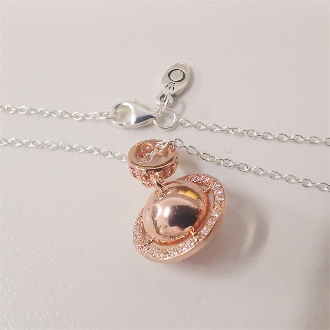 Pandora Planet Saturn Sparkling Dangle Charm Necklace Set 45cm - Etsy