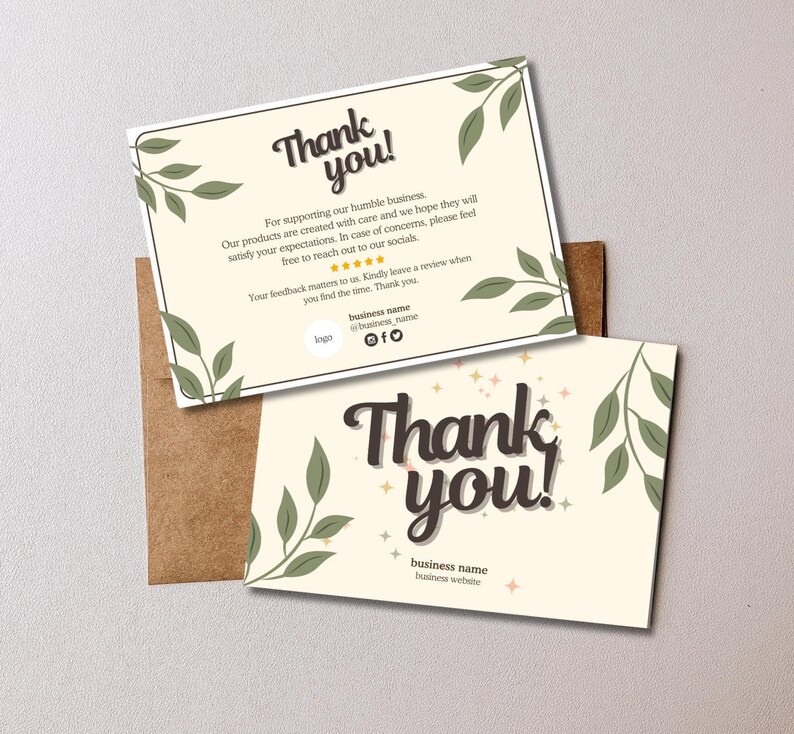 Simple Thank You Card Editable Canva Template - Etsy