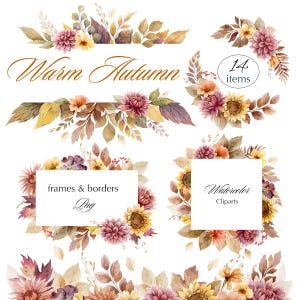 Autumn Frame Border Clipart Fall Frame PNG Watercolor Autumn Clipart ...