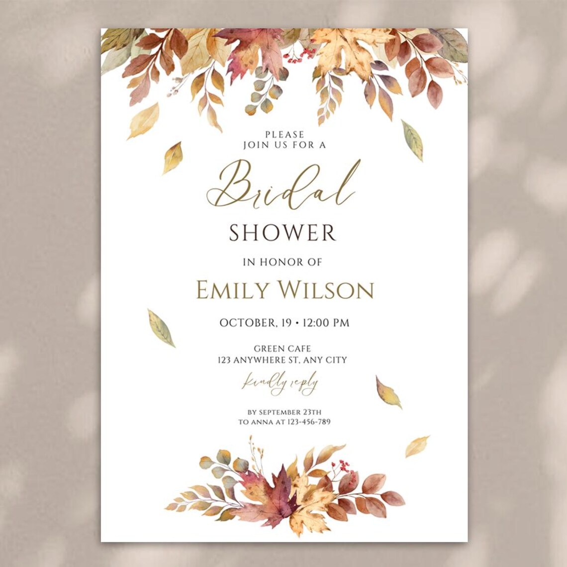 Rustic Fall Bridal Shower Invite With Terracotta Accents, Cozy Autumn ...