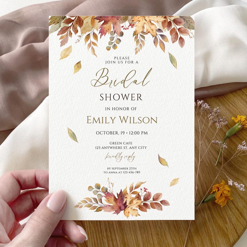 Rustic Fall Bridal Shower Invite With Terracotta Accents, Cozy Autumn ...