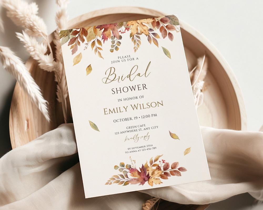 Rustic Fall Bridal Shower Invite With Terracotta Accents, Cozy Autumn ...