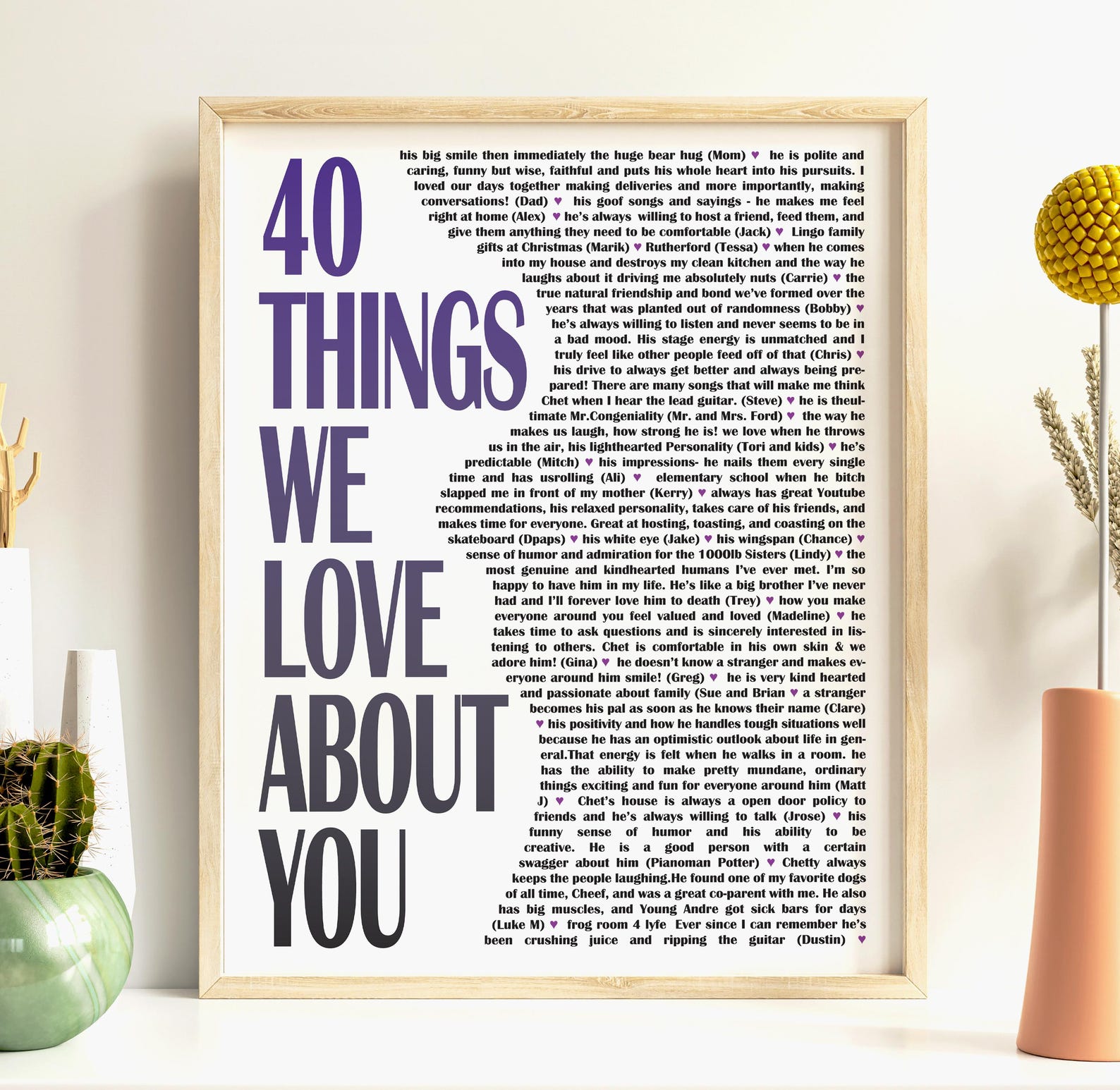 Personalized ' 30 Things We Love About You' Poster: Custom Birthday ...