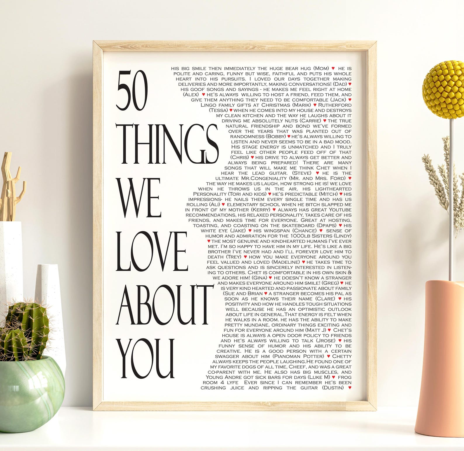 Personalized ' 30 Things We Love About You' Poster: Custom Birthday ...
