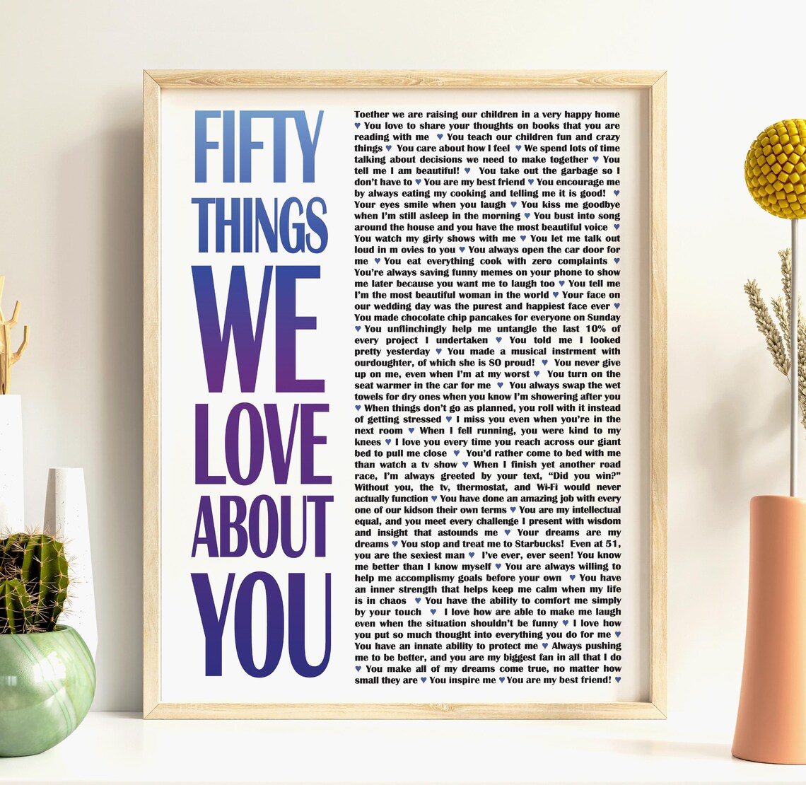 Personalized ' 30 Things We Love About You' Poster: Custom Birthday ...