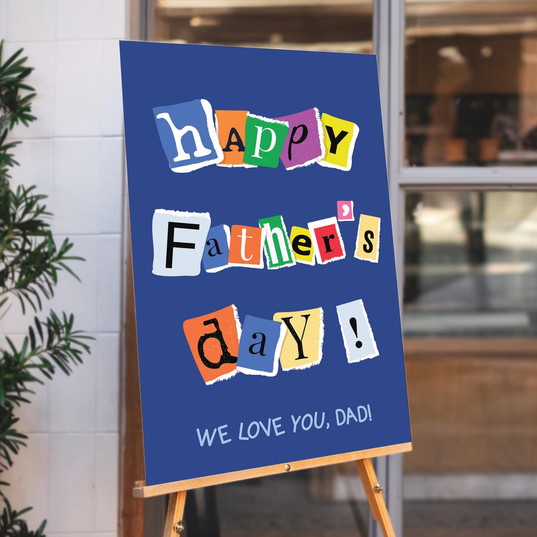 Happy Father's Day Welcome Sign, Letter Collage Happy Father's Day ...