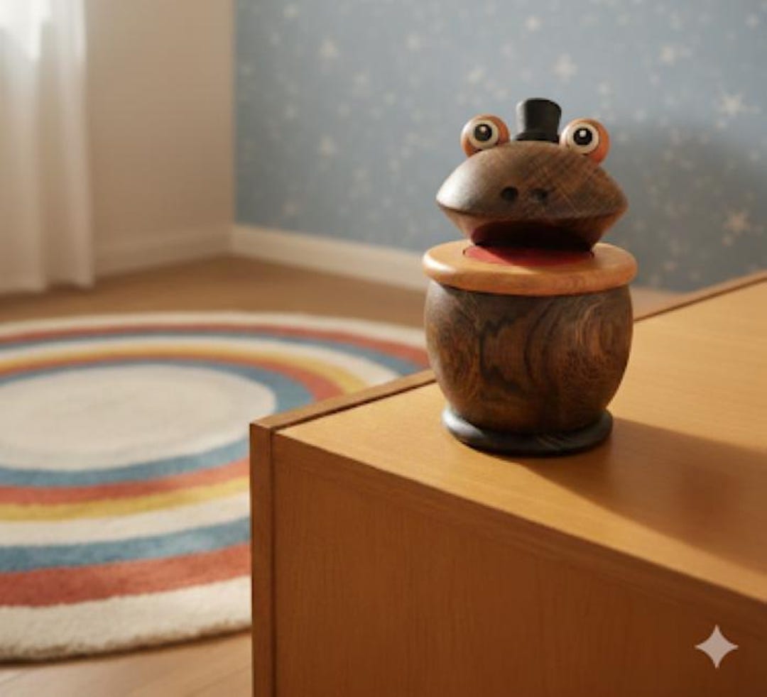 Vintage Wooden Frog Money Box Tédé Design Janoschik Germany in Oak ...