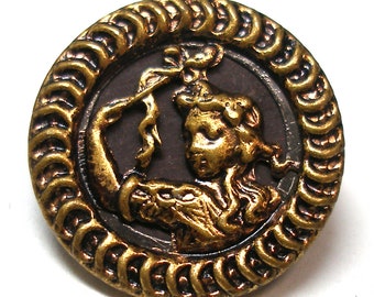 Diana, Antique Mythology BUTTON. Victorian Storybook Button, 11/16 ...