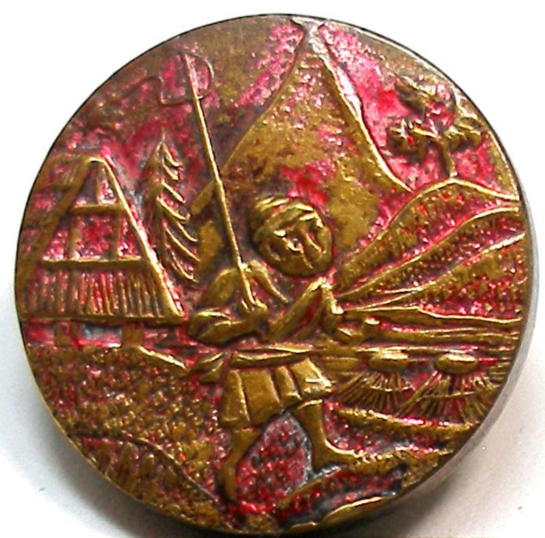 Antique French BUTTON. Victorian Picture Button. Paris Back, 11/16 ...