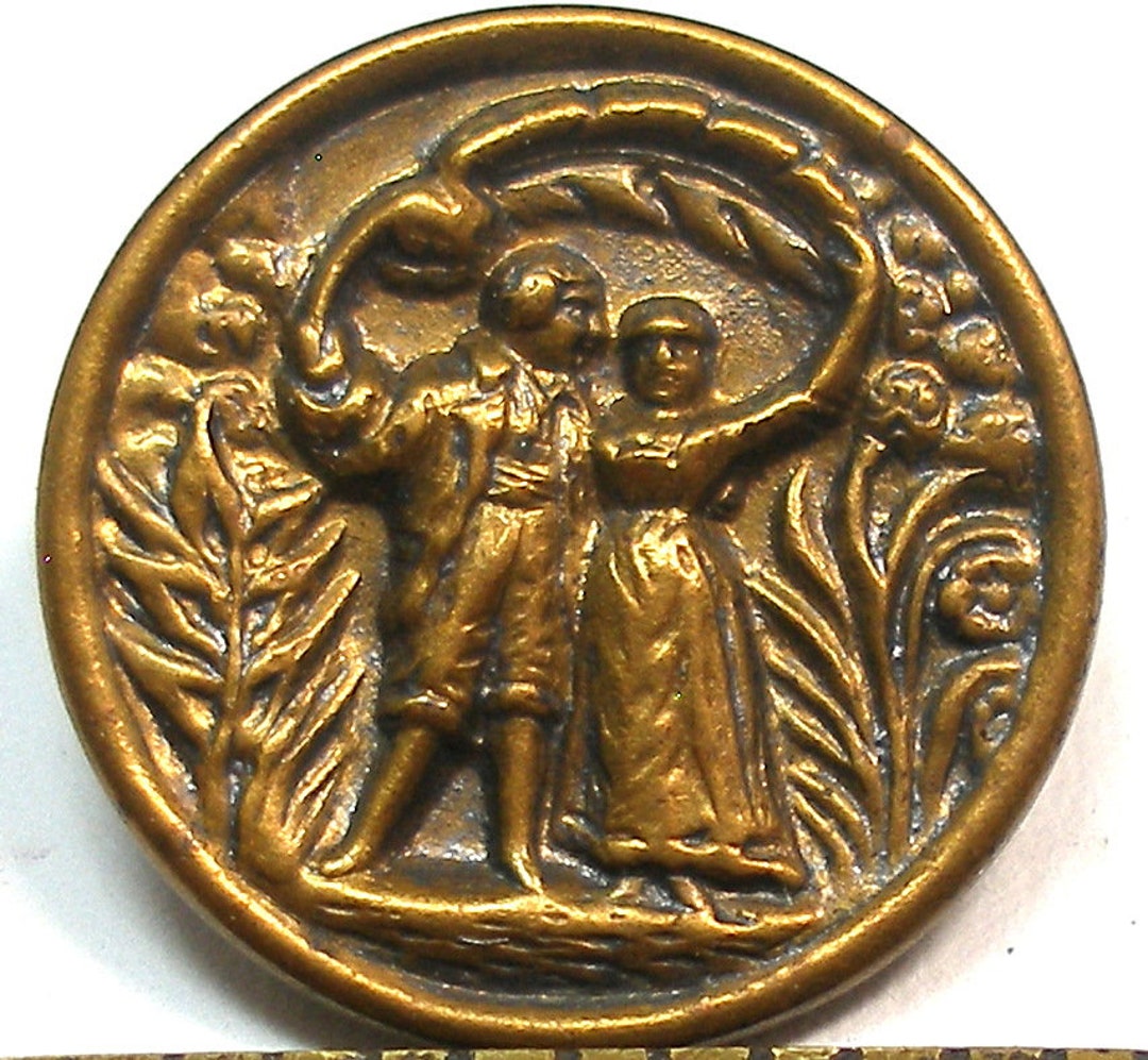 1800s Antique BUTTON. Paul & Virginia, 11/16. Storybook Button. - Etsy