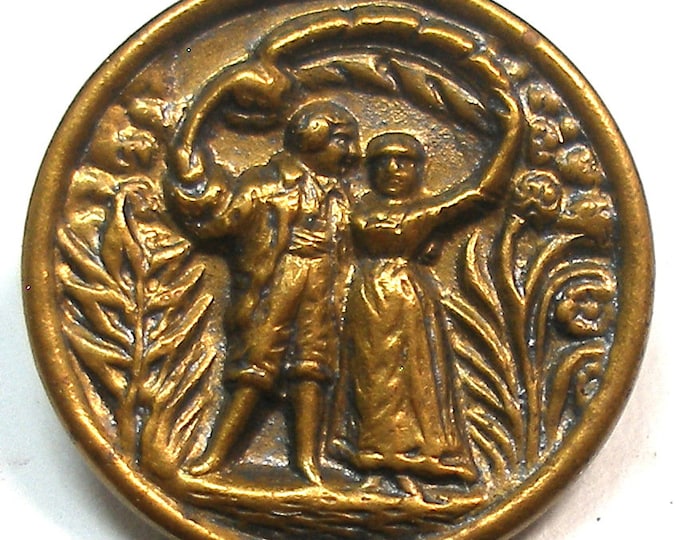 1800s Antique BUTTON. Paul & Virginia, 11/16". Storybook Button. - Etsy