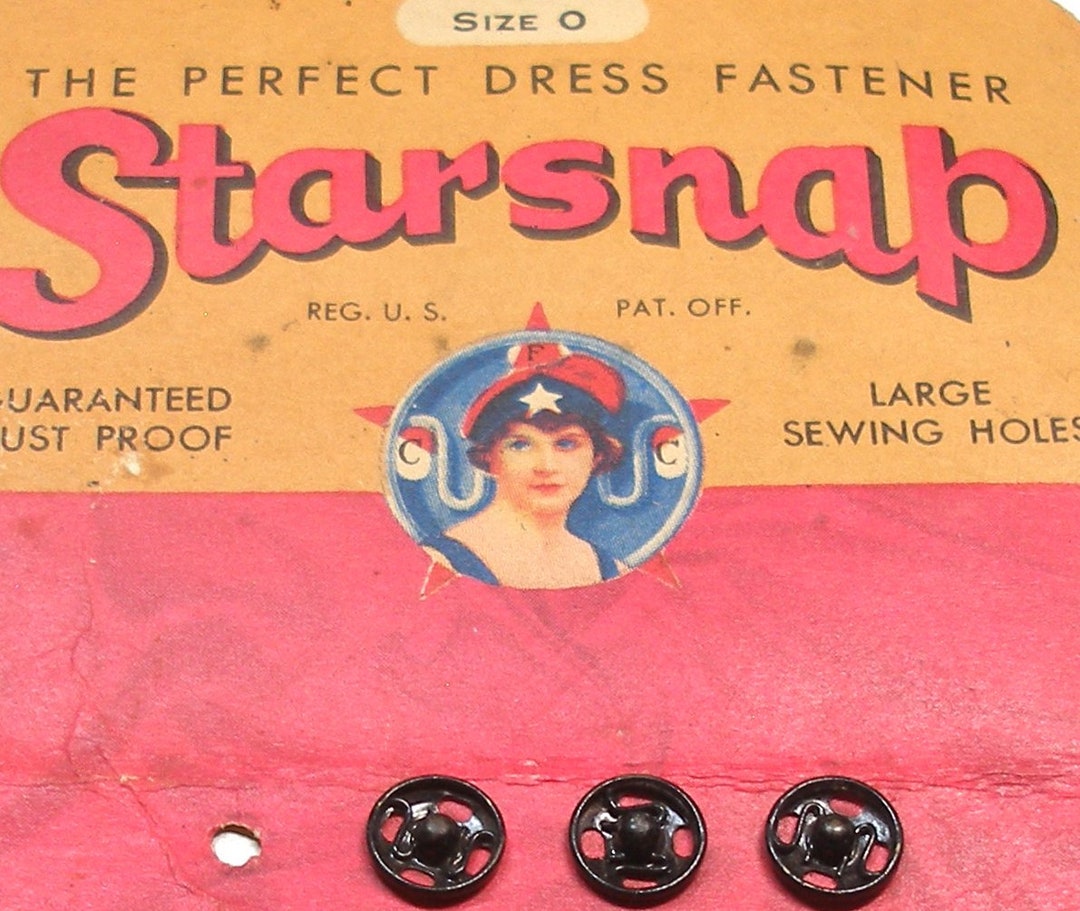 Vintage Snap Fasteners, Unused on Original Card. Paper Ephermera ...