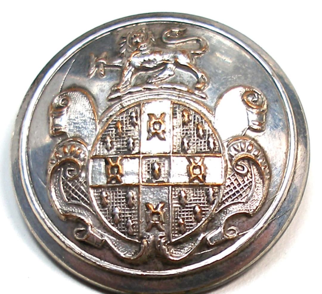 Antique BUTTON, Victorian Livery With Coat of Arms and Lion, 1". 19th ...