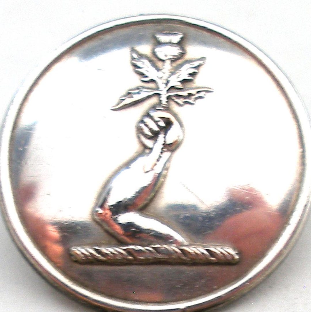 Antique Livery BUTTON, Victorian Arm Holding a Scottish Thistle. Silver ...