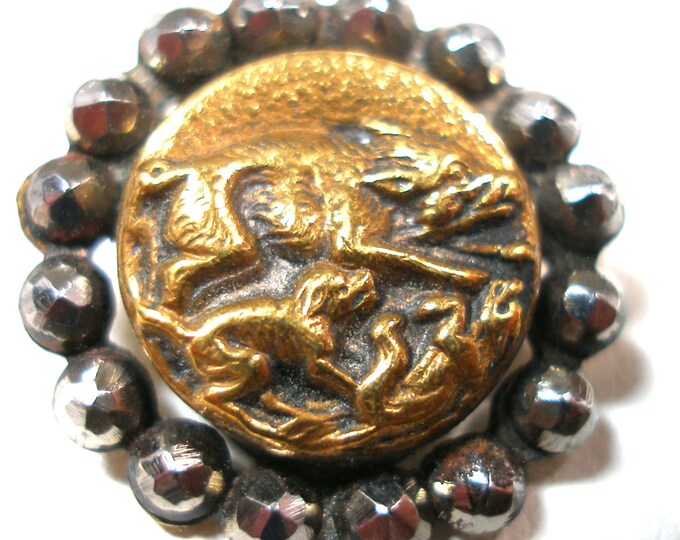 Antique Boar BUTTON. Victorian Sporting Button With Dogs & Cut Steels ...