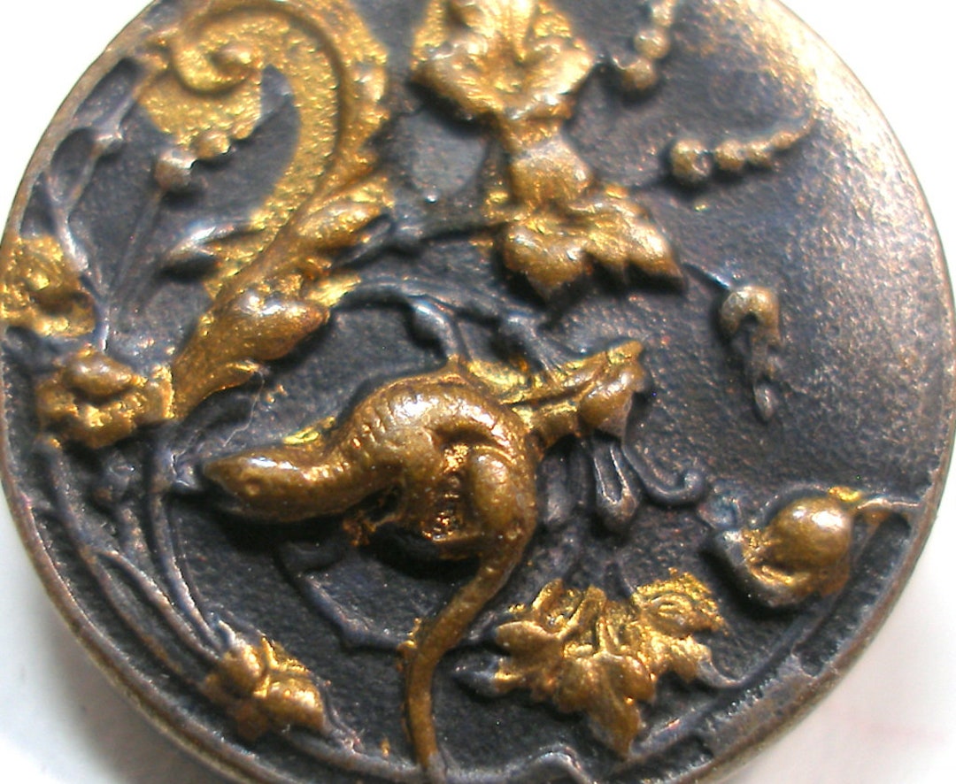 Paris Back Snail & Lizard Antique French BUTTON. Victorian Nature Theme ...