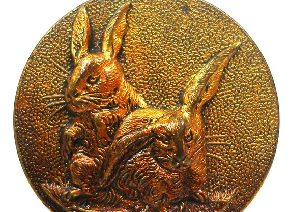 Bunnies French Button. Victorian Paris Back Button With - Etsy