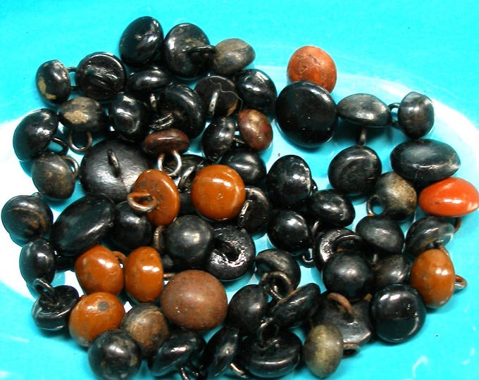 60 Antique Boot Buttons. Edwardian Shoe Buttons in Black & Brown. on ...