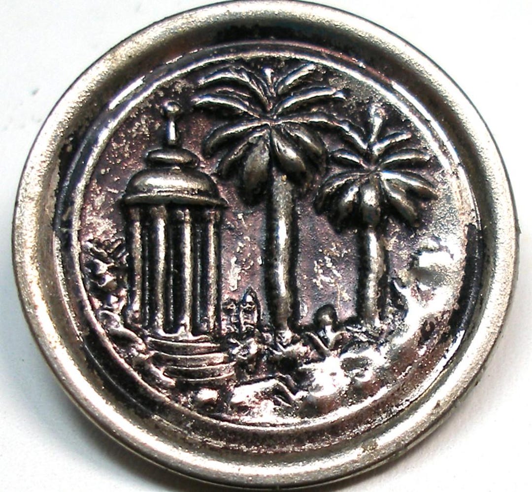 Antique Architectural BUTTON. Victorian Building Picture Button. 1 1/16 ...
