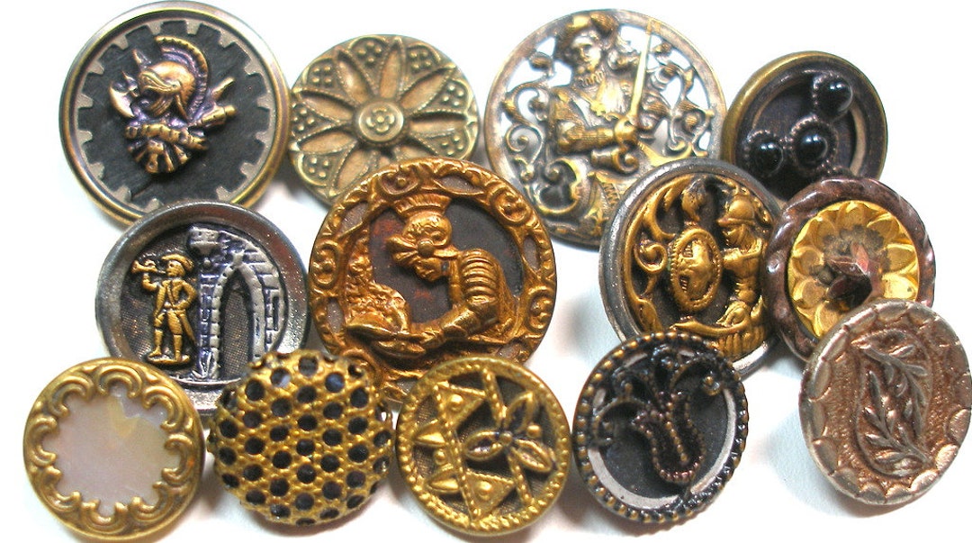 BOTONES antiguos, 13 botones victorianos y vintage con imagen shabby ...